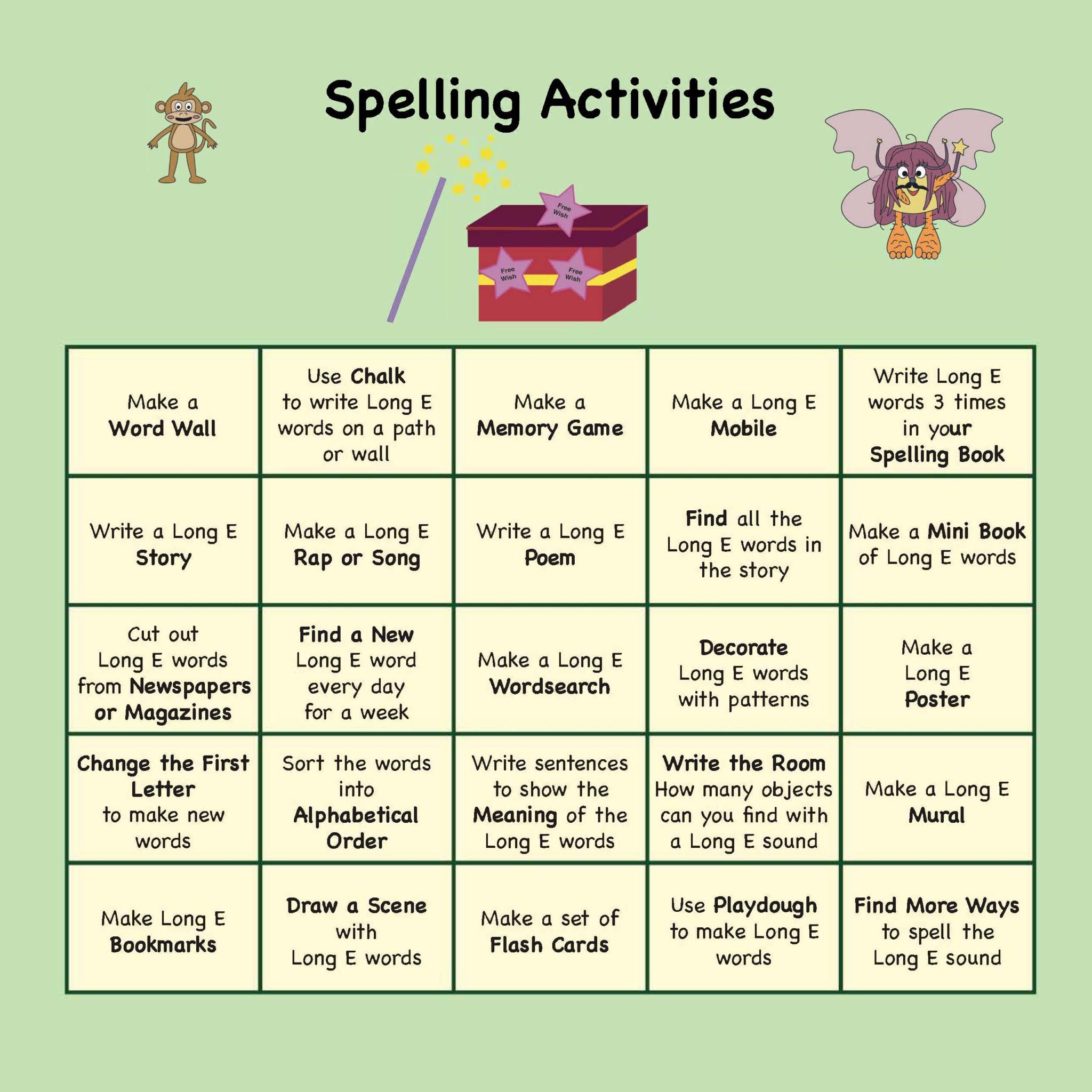 Phonics Story for 12 Long E Word Families + Spelling Activities, Chart ...