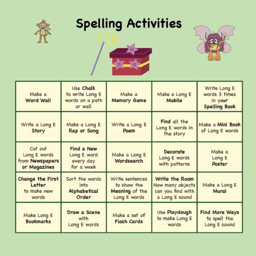 Phonics Story for 12 Long E Word Families + Spelling Activities, Chart ...