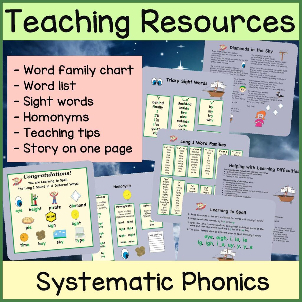 Phonics Story for 11 Long I Word Families + Spelling Activities, Chart ...