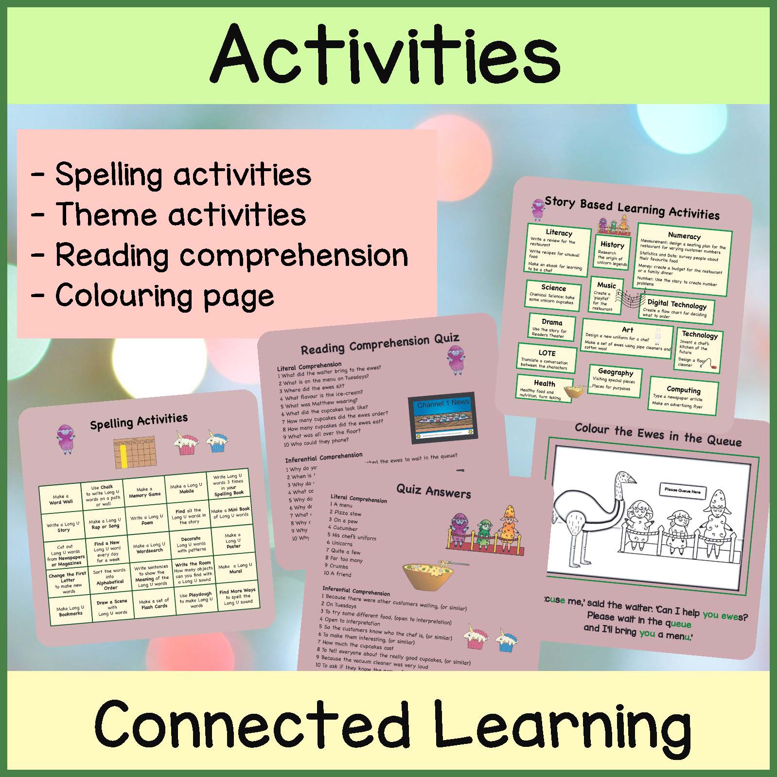 Phonics Story for 10 Long U Word Families + Spelling Activities, Chart ...