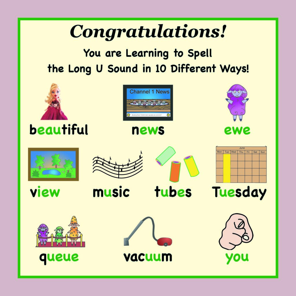 Phonics Story for 10 Long U Word Families + Spelling Activities, Chart ...