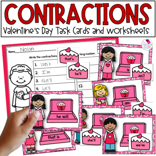 Contractions - Valentine's Day - Task Cards - Worksheets | Made By Teachers