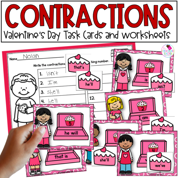 Contractions - Valentine's Day - Task Cards - Worksheets | Made By Teachers