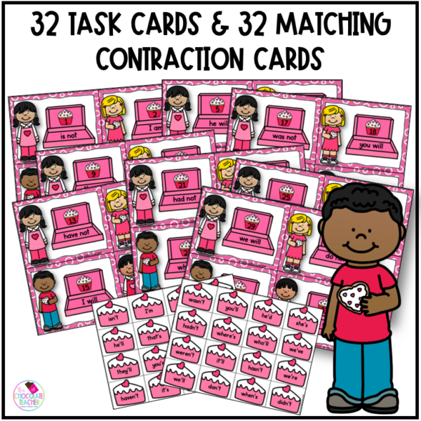Contractions - Valentine's Day - Task Cards - Worksheets | Made By Teachers