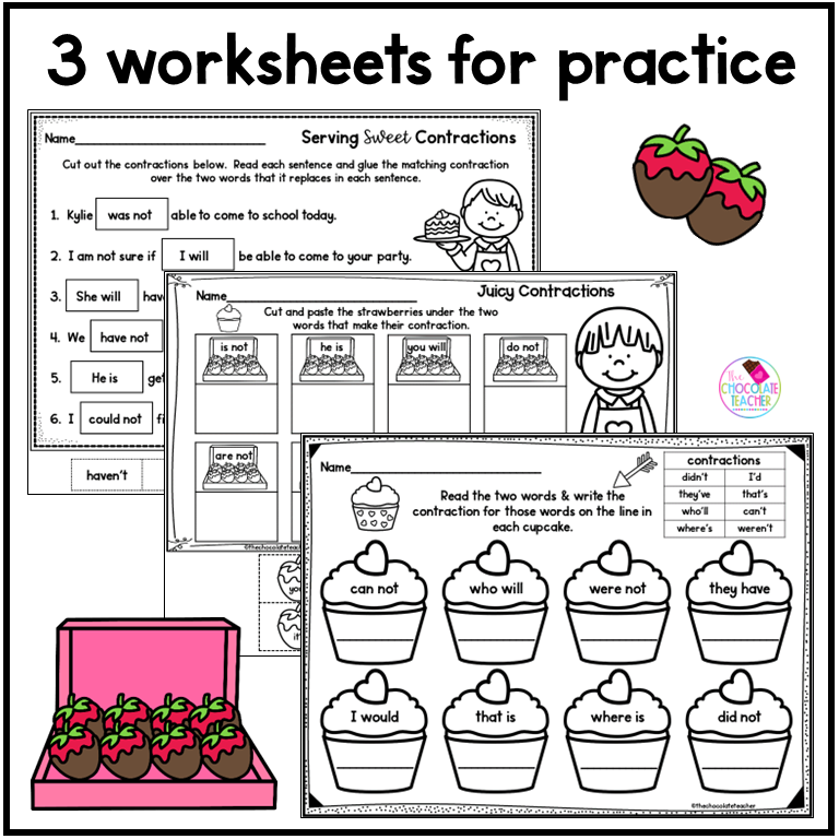 Contractions - Valentine's Day - Task Cards - Worksheets | Made By Teachers