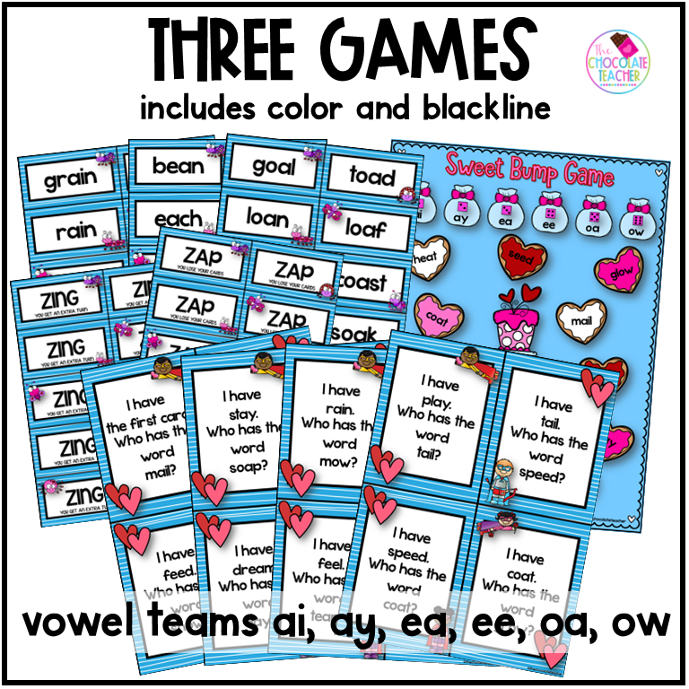 Valentine's Day - Vowel Teams - Phonics Worksheets Games Activities ...