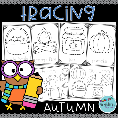 Autumn Fall Tracing Worksheets Fine Motor Activity, Fall Prewriting ...