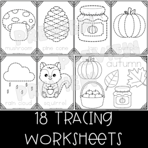 Autumn Fall Tracing Worksheets Fine Motor Activity, Fall Prewriting ...