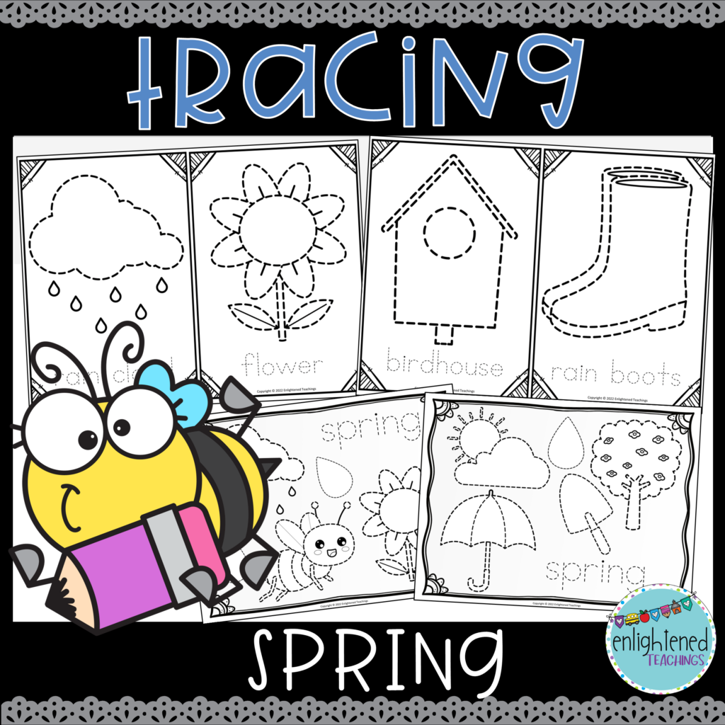 Spring Tracing Worksheets Fine Motor Activity, Spring Prewriting ...
