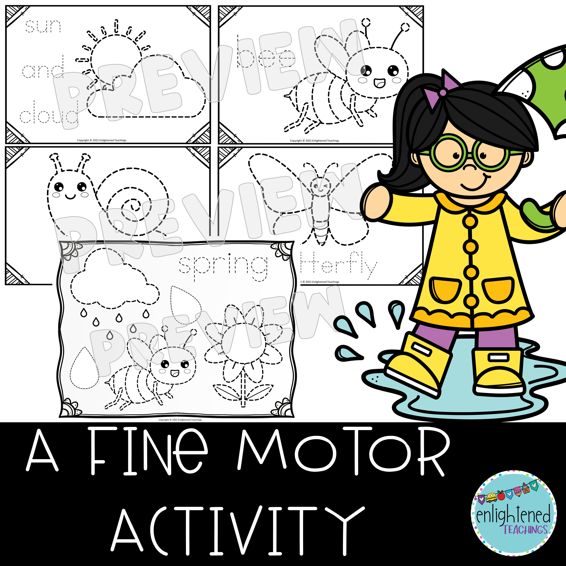 Spring Tracing Worksheets Fine Motor Activity, Spring Prewriting ...