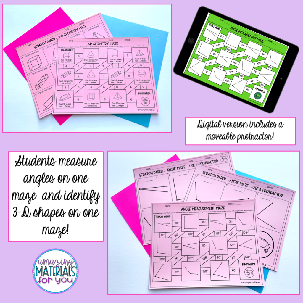 Geometry Puzzles, Mazes, Task Cards | Made By Teachers