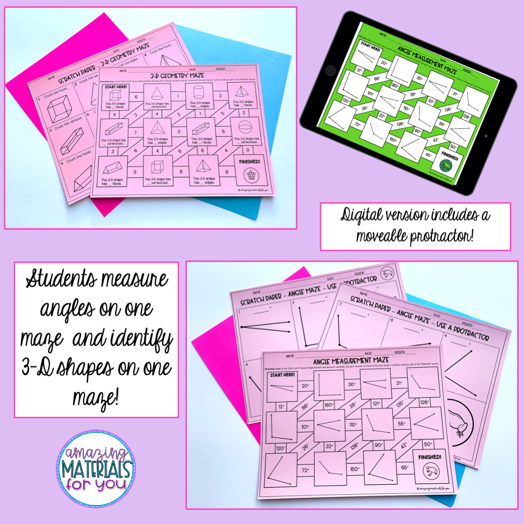 Geometry Puzzles, Mazes, Task Cards | Made By Teachers