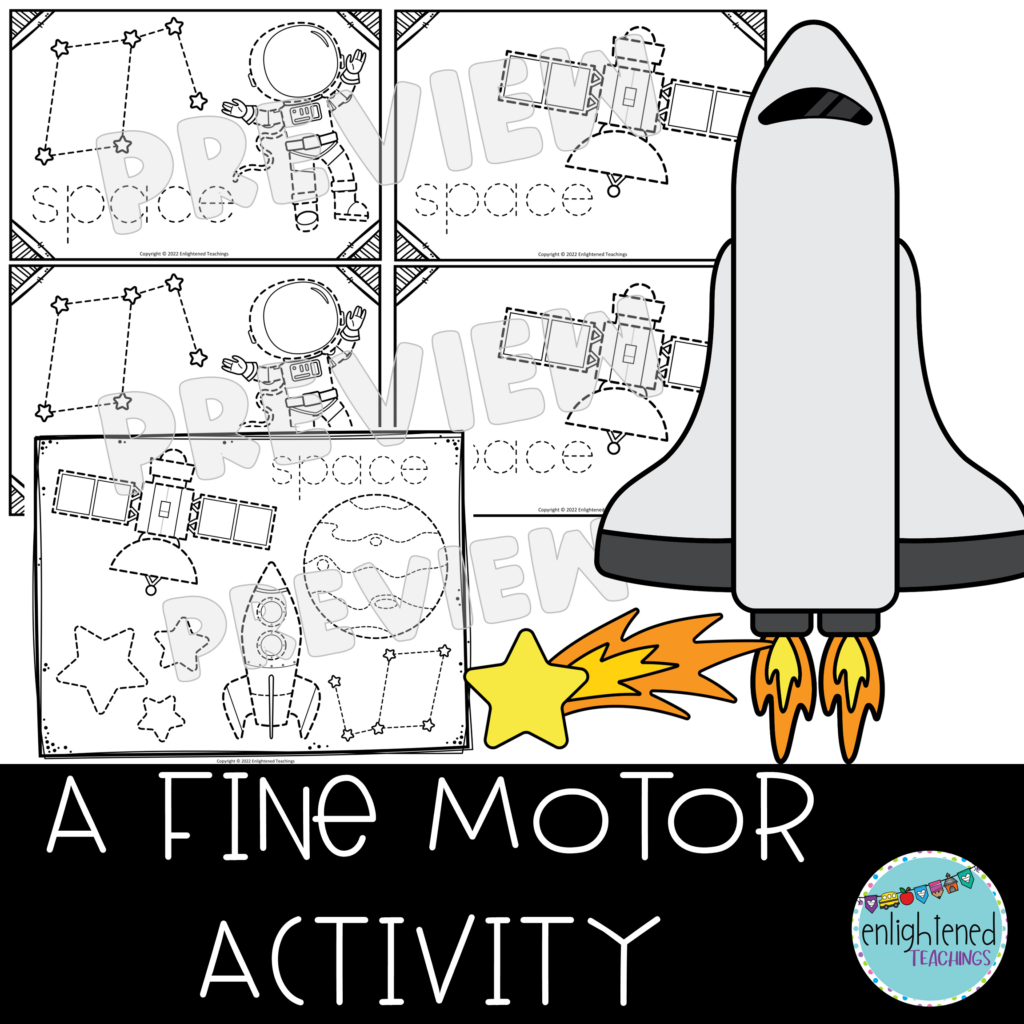 Space Tracing Worksheets Fine Motor Activity, Space Prewriting ...