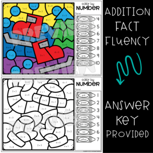 Winter Addition to 10 Color by Code Number NO PREP Coloring Worksheets ...