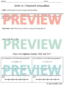 Algebra 1 Compound Inequalities Intro Guided Notes | Made By Teachers