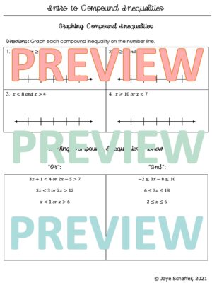 Algebra 1 Compound Inequalities Intro Guided Notes - Made By Teachers