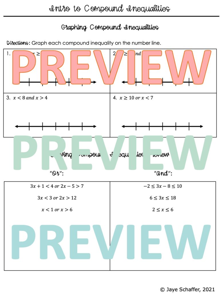 Algebra 1 Compound Inequalities Intro Guided Notes Made By Teachers