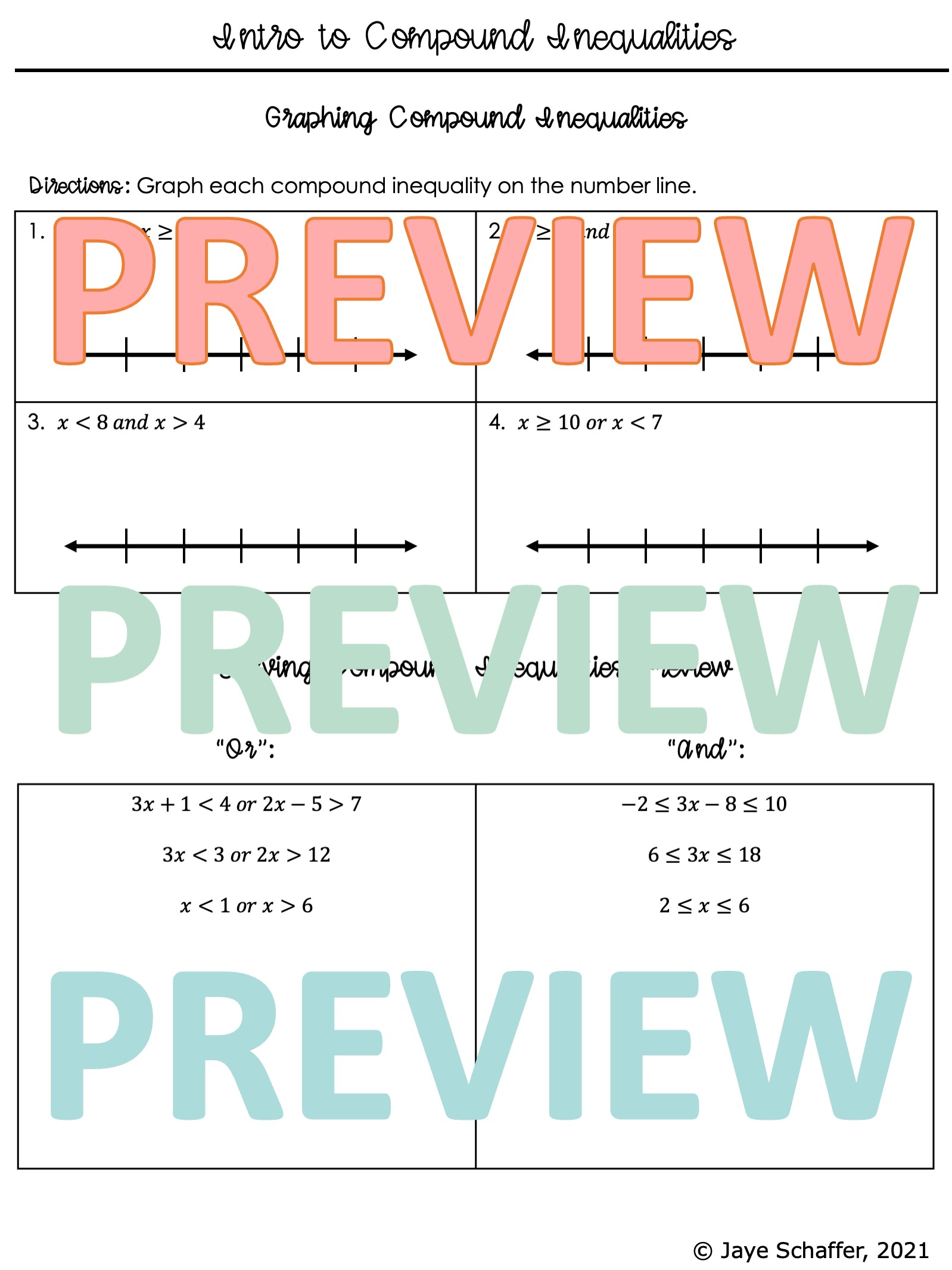 Algebra 1 Compound Inequalities Intro Guided Notes - Made By Teachers