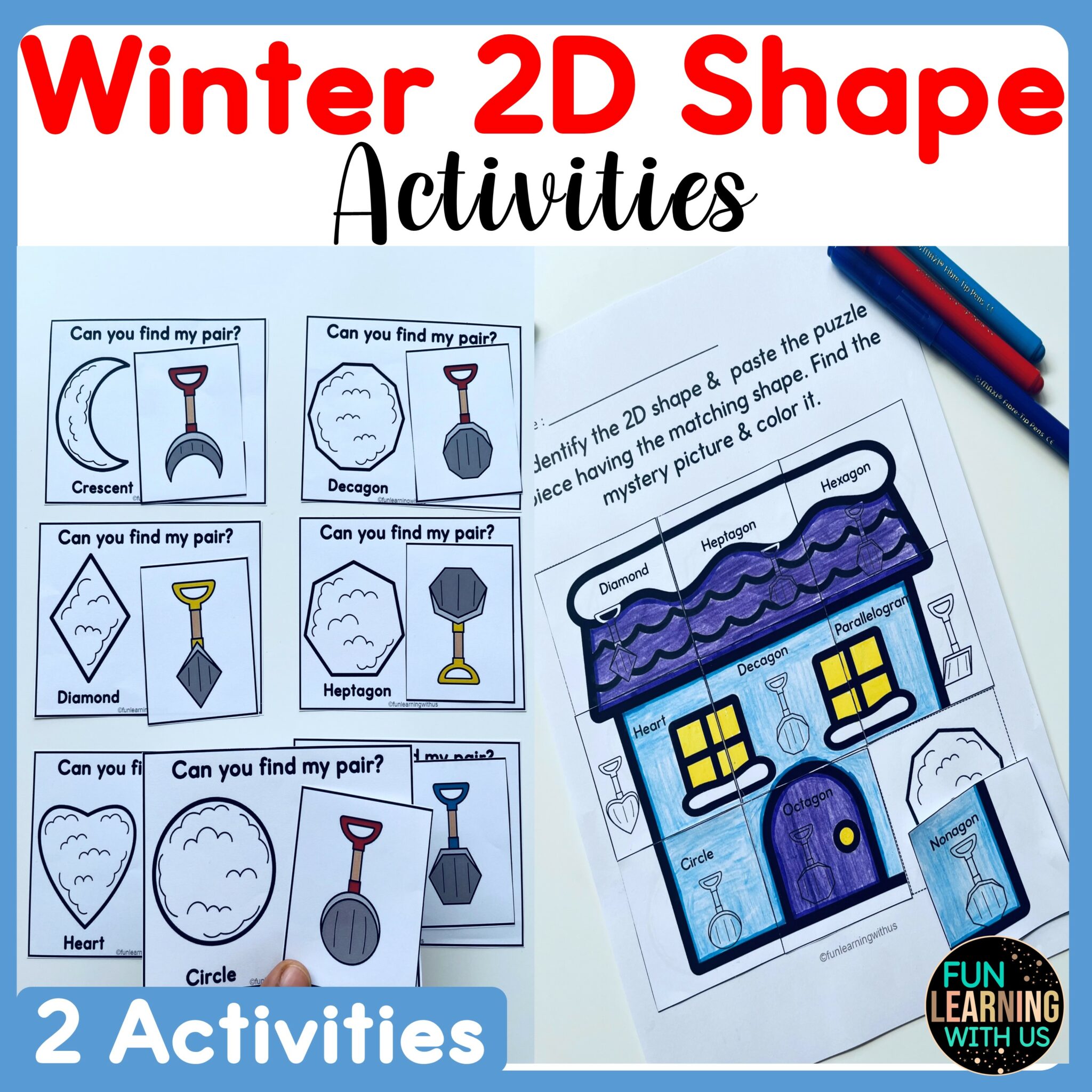 Winter 2D Shapes Activity | Snowball & Shovel Shape Puzzles & Task ...