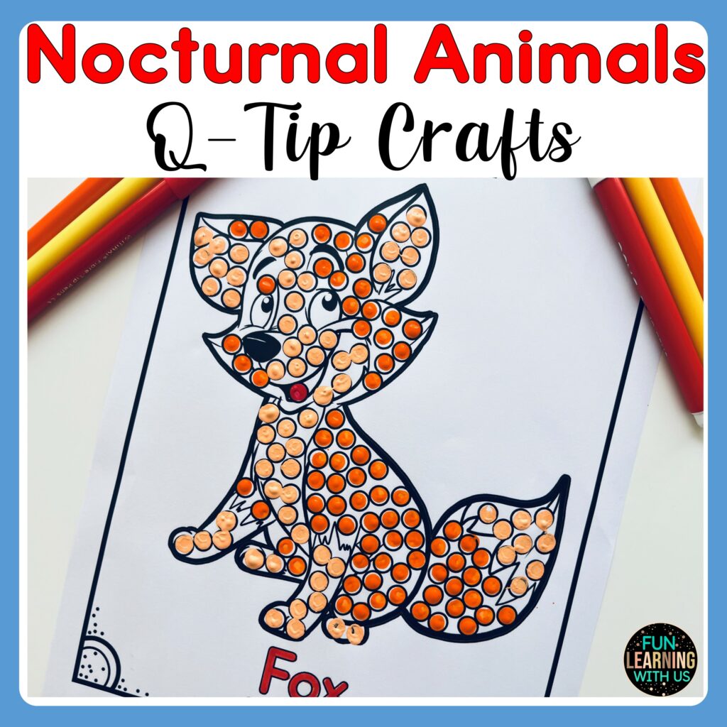 Nocturnal Animals Q Tip Painting | Night Animals Fine Motor Activity ...