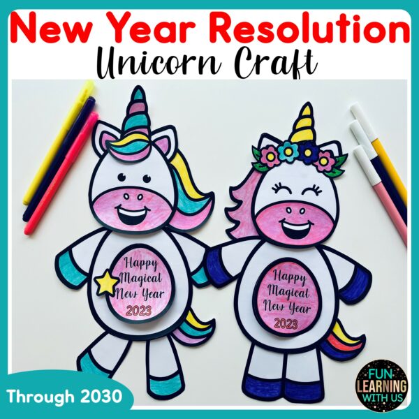 New Year 2023 Unicorn Craft Resolution & Goal Setting Bulletin Board ...