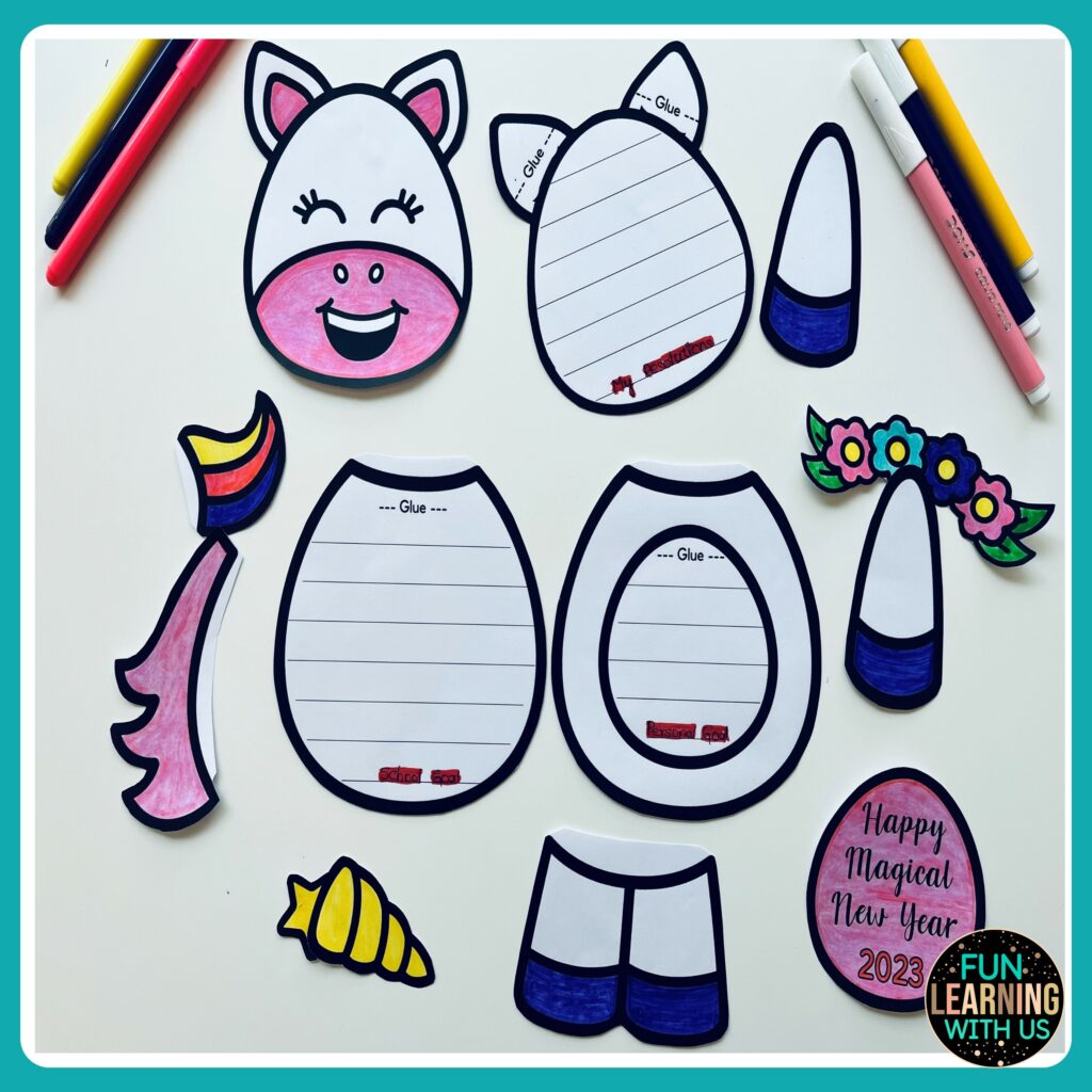 New Year 2023 Unicorn Craft Resolution & Goal Setting Bulletin Board ...