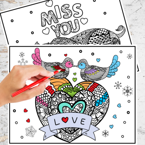 Valentine’s Day Animals Zentangle Coloring Sheets ,Mindfulness Stress ...