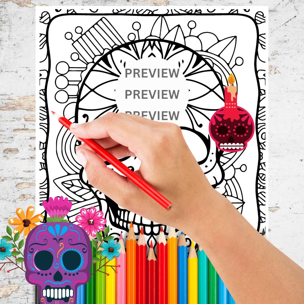 Day of the Dead (Dia de los Muertos) Sugar Skull Coloring Sheets ...