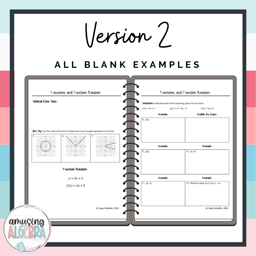 Algebra 1 Functions and Relations Scaffolded Guided Notes | Made By ...