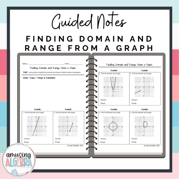 Algebra 1 Finding Domain and Range From a Graph Guided Notes | Made By ...