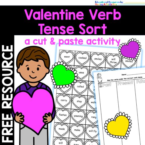 Valentine Verb Tense Sort Cut and Paste Activity | Made By Teachers
