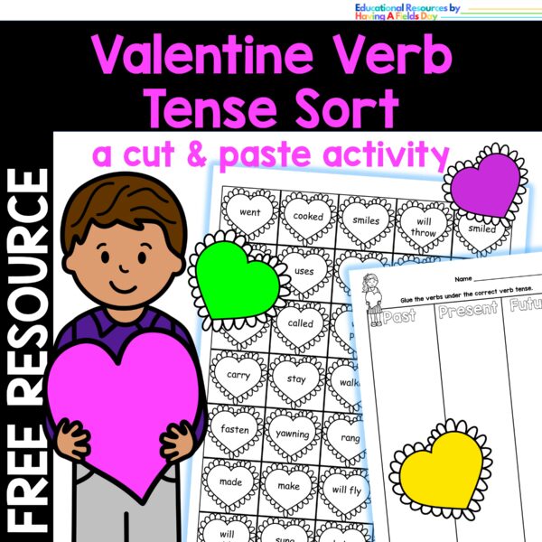 Valentine Verb Tense Sort Cut and Paste Activity | Made By Teachers