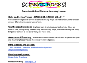 Complete Online Distance Learning Cells and Living Things 6.LS1.1, MS ...