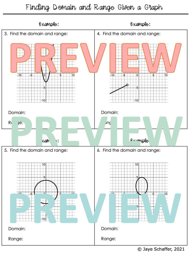 Algebra 1 Finding Domain and Range From a Graph Guided Notes | Made By ...
