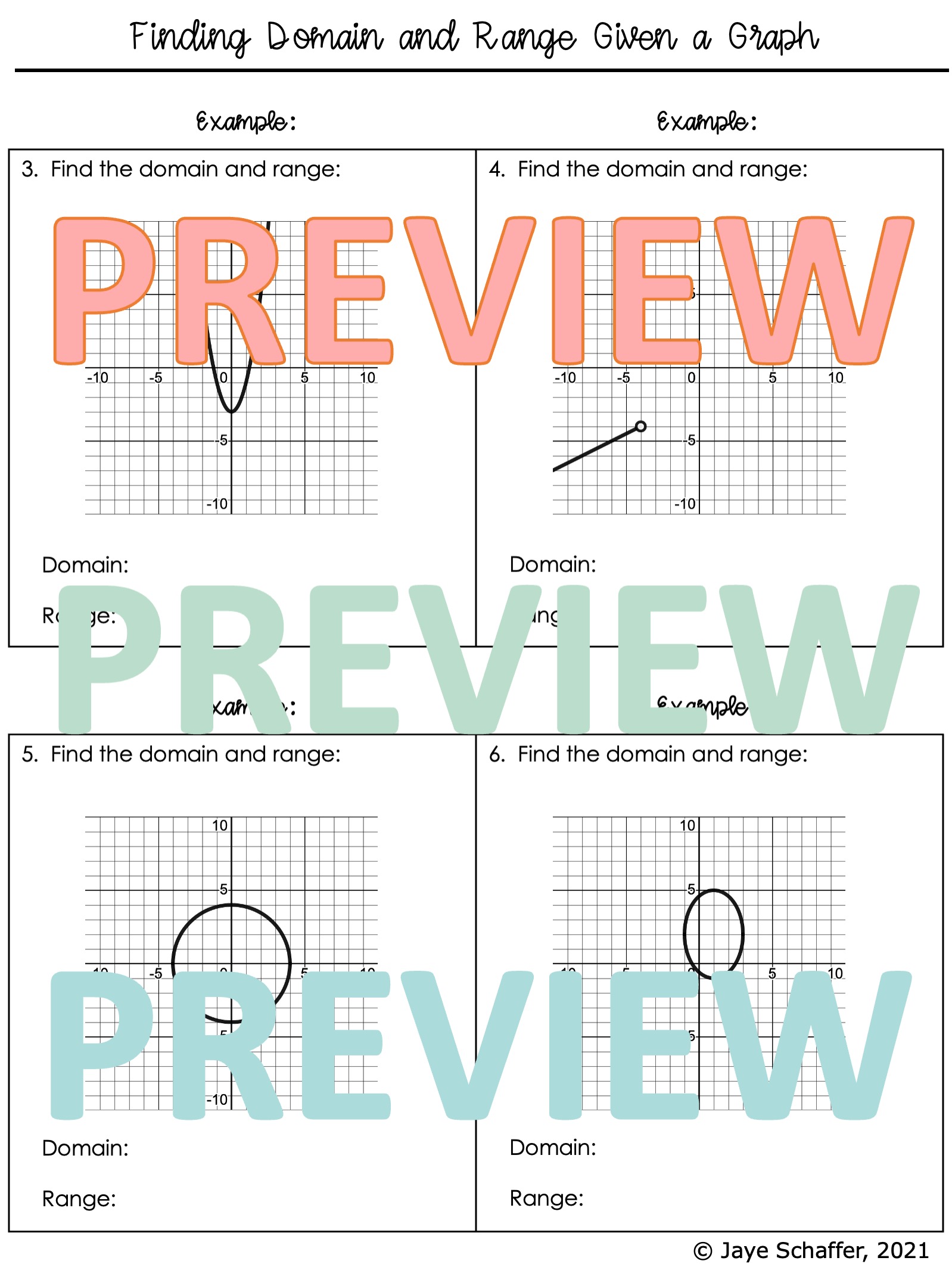 Algebra 1 Finding Domain and Range From a Graph Guided Notes | Made By ...