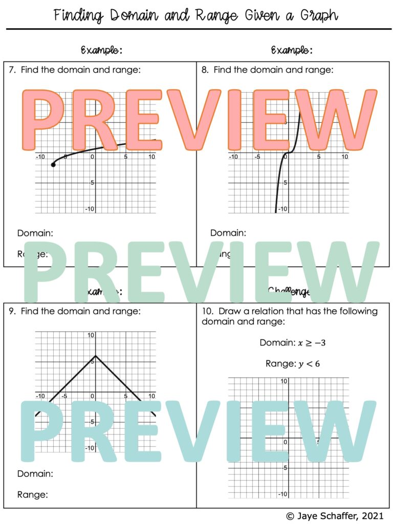 Algebra 1 Finding Domain and Range From a Graph Guided Notes | Made By ...