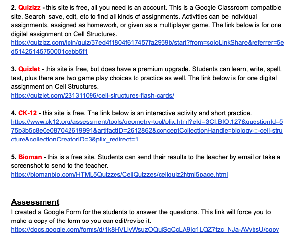 Complete Online Distance Learning Cell Structure & Function 6.LS1.2, MS ...