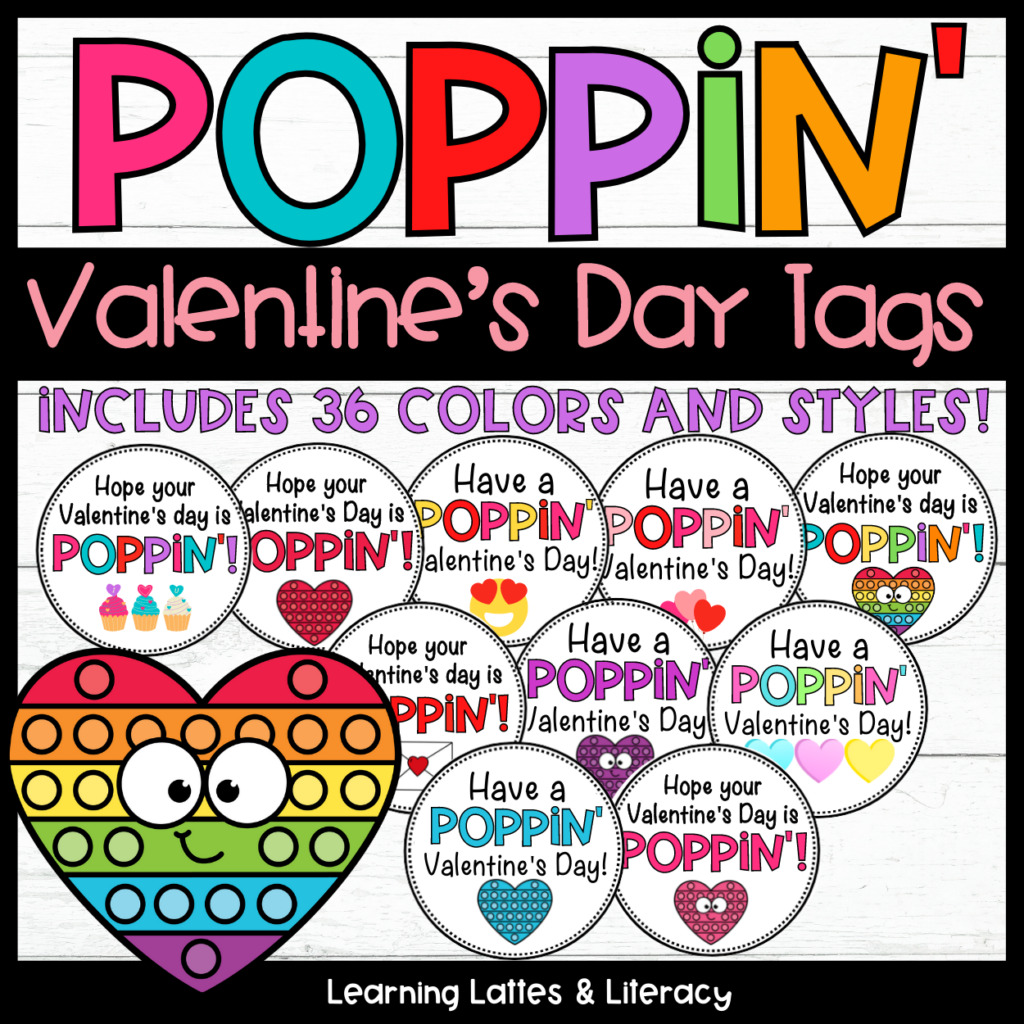 Poppin Valentine's Day Tags Pop-it Fidget Popcorn Blow Pop Student Gift ...