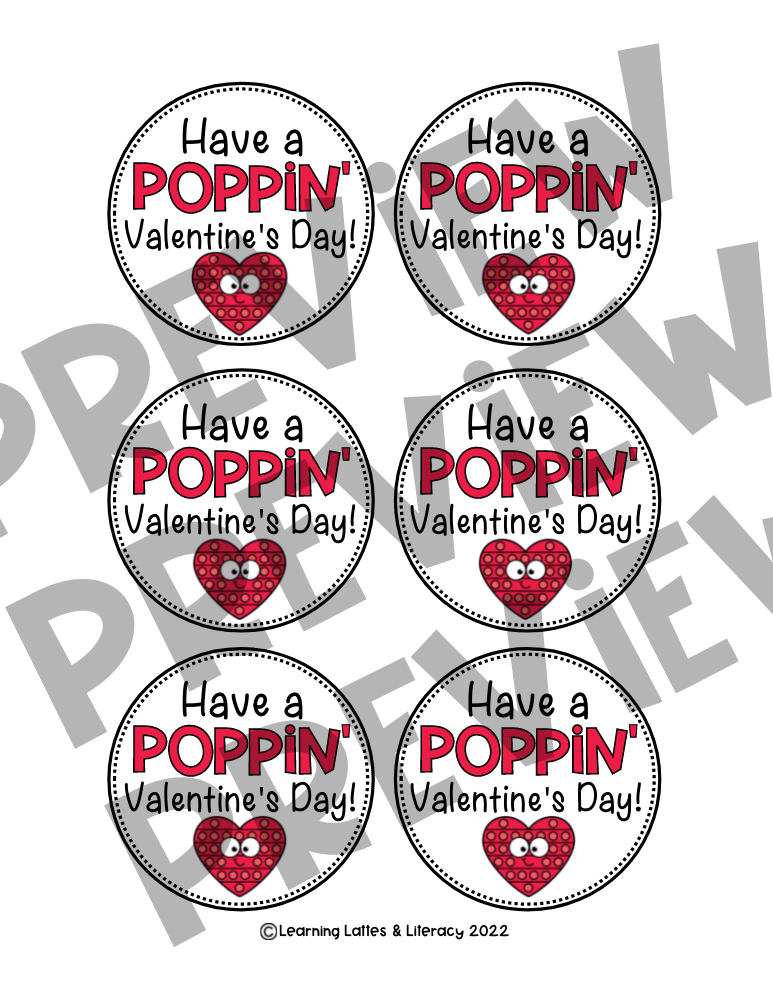 Poppin Valentine's Day Tags Pop-it Fidget Popcorn Blow Pop Student Gift ...