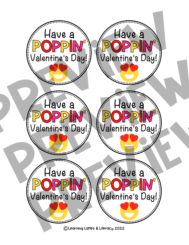 Poppin Valentine's Day Tags Pop-it Fidget Popcorn Blow Pop Student Gift ...