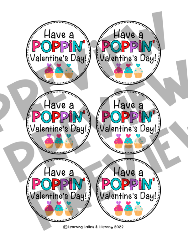 Poppin Valentine's Day Tags Pop-it Fidget Popcorn Blow Pop Student Gift ...