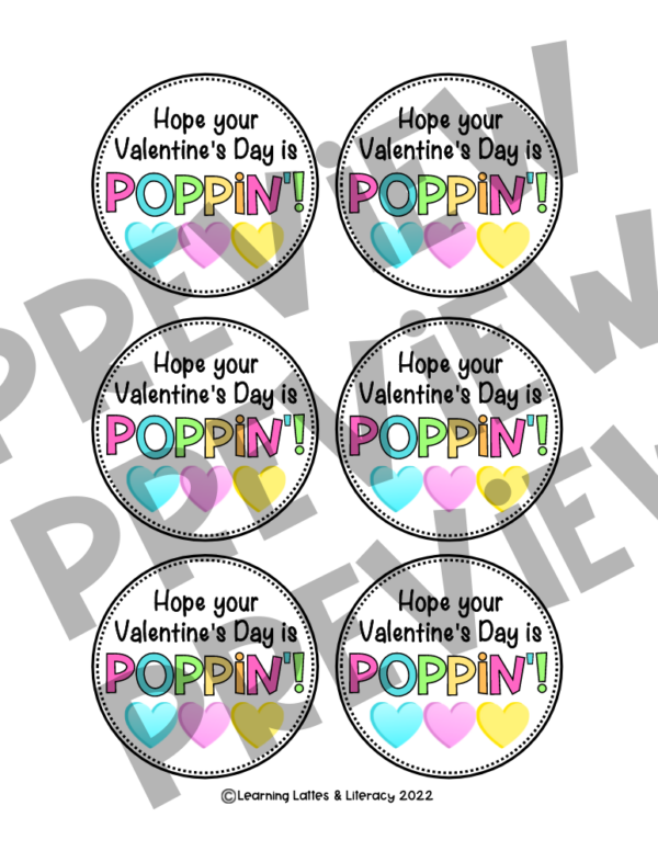 Poppin Valentine's Day Tags Pop-it Fidget Popcorn Blow Pop Student Gift ...