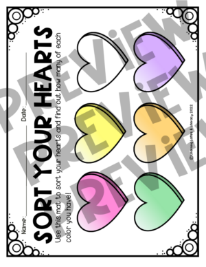 Candy Hearts Graphing Valentine's Day Math Sorting Center February Math ...