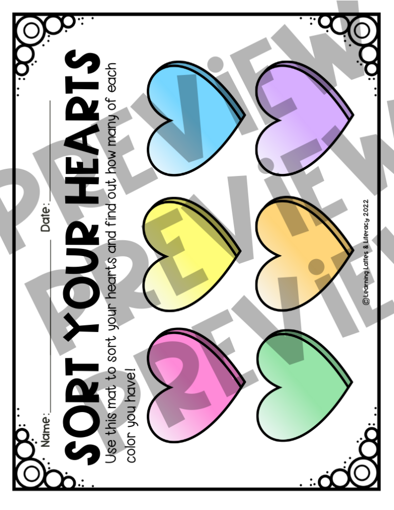 Candy Hearts Graphing Valentine's Day Math Sorting Center February Math ...