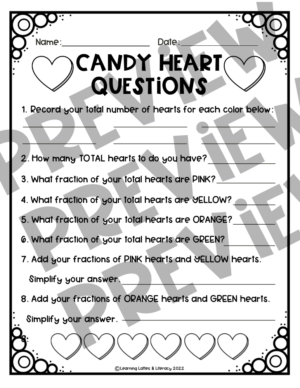 Candy Hearts Graphing Valentine's Day Math Sorting Center February Math ...