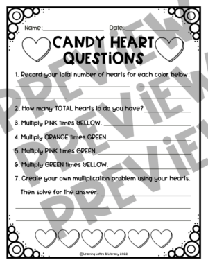 Candy Hearts Graphing Valentine's Day Math Sorting Center February Math ...