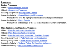 Complete Online Distance Learning Earth's Processes 6.ESS2.2, MS-ESS2-2 ...