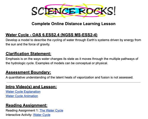 Complete Online Distance Learning Water Cycle 6.ESS2.4, MS-ESS2-4 ...