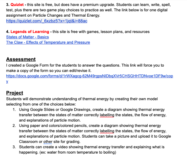 Complete Online Distance Learning Particle Changes & Energy 6.PS1.4, MS ...