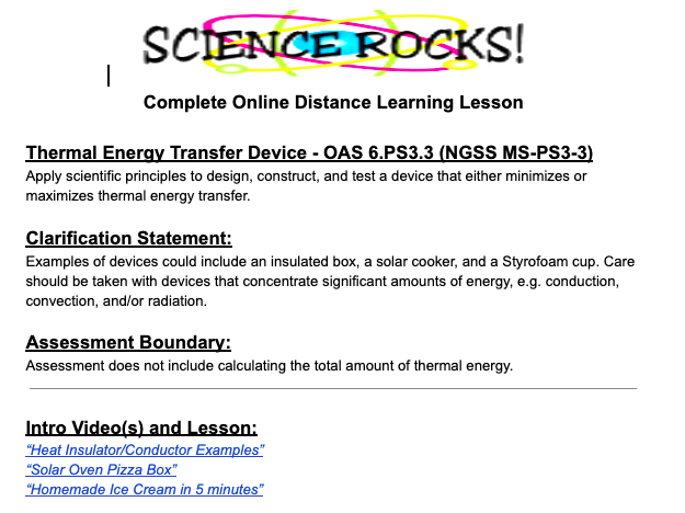 Complete Online Distance Learning Thermal Energy Transfer 6.PS3.3, MS ...